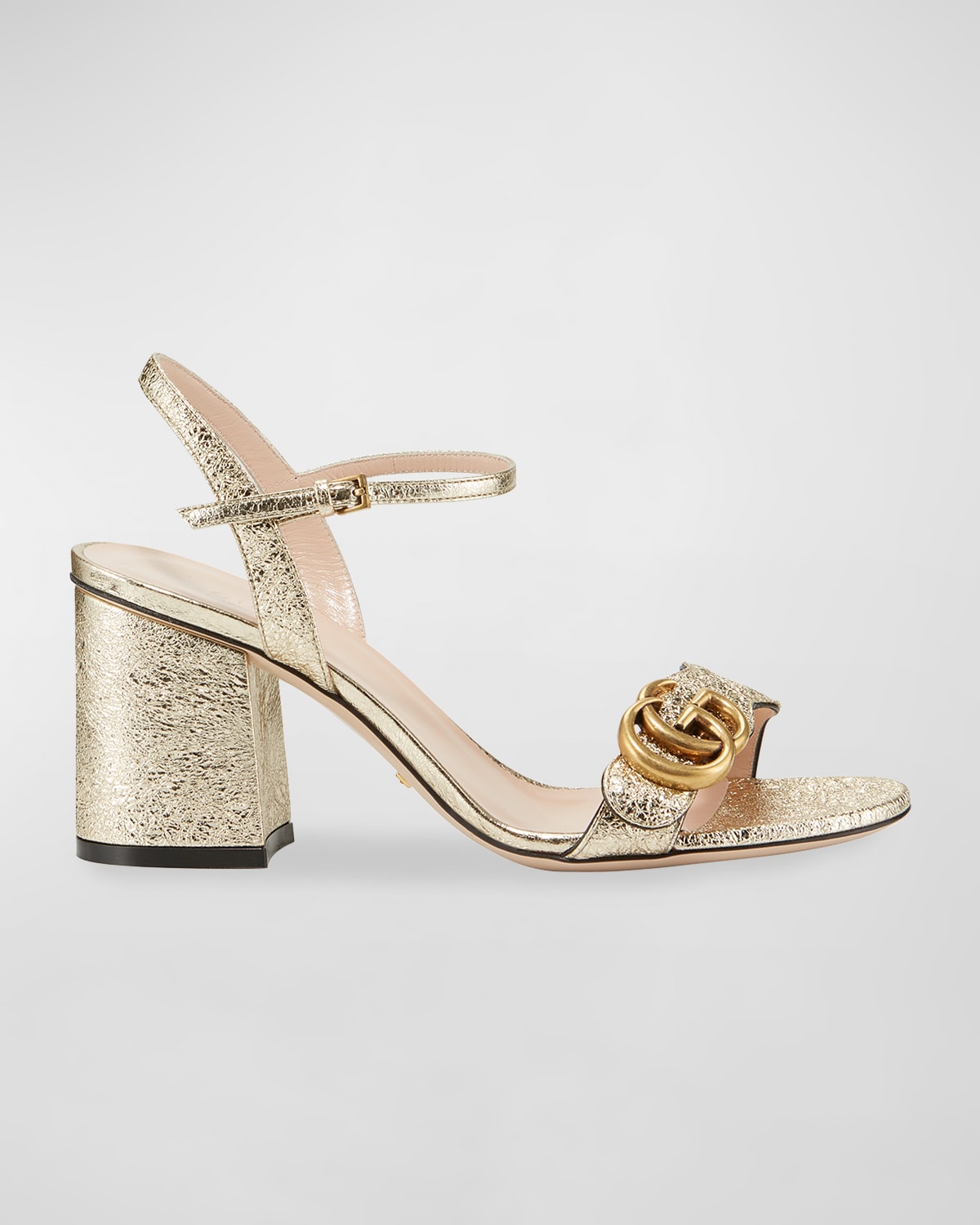 Gucci Marmont High-Heel Sandals In Gold Editorialist