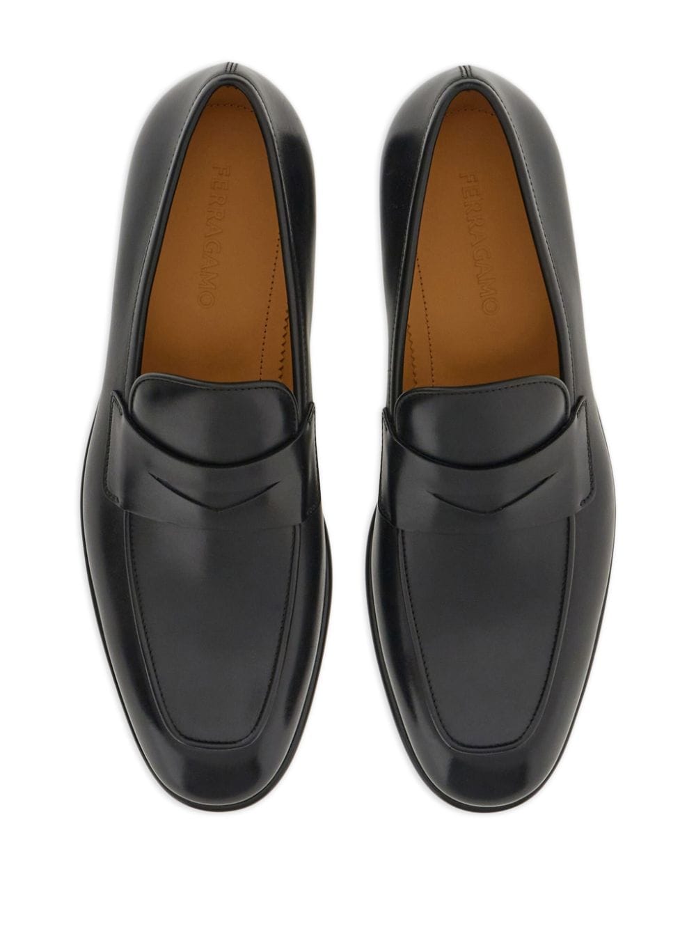 Ferragamo Penny-Slot Leather Loafers - Black | Editorialist display picture 1