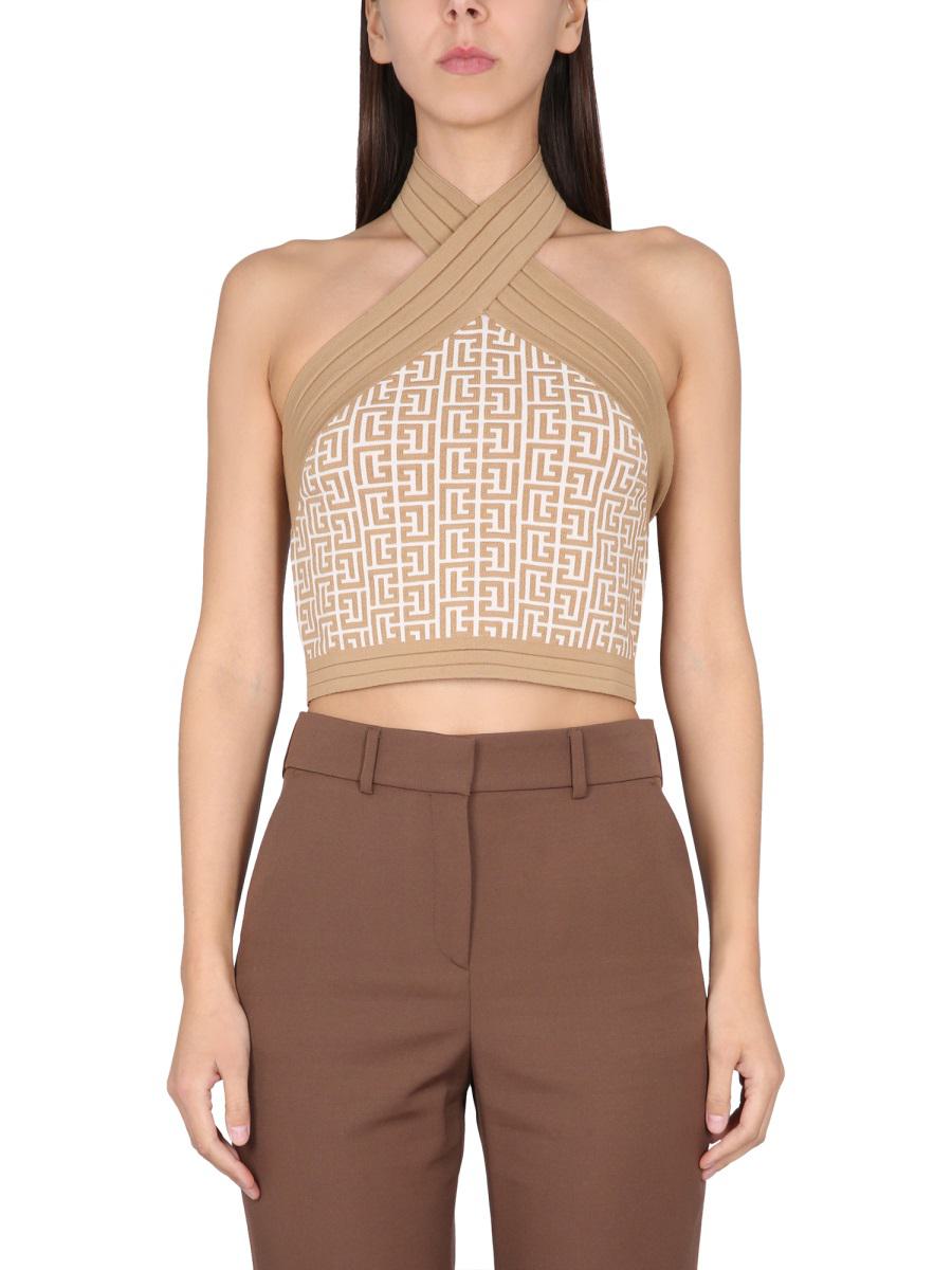 Buy Balmain Top Monogram - Beige At 34% Off | Editorialist