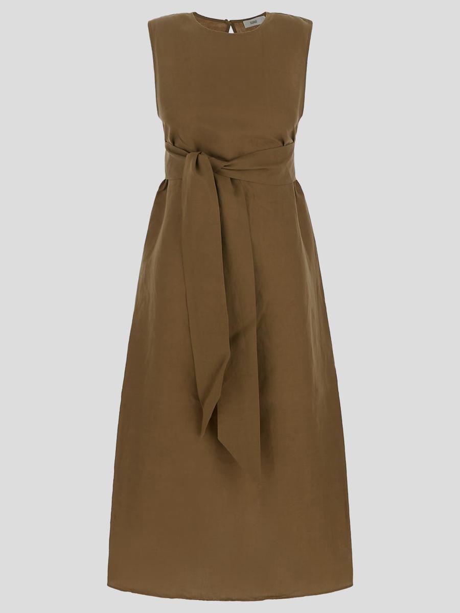 Closed Waisted Belt Dress In Nutmeg - 28% Off | Editorialist