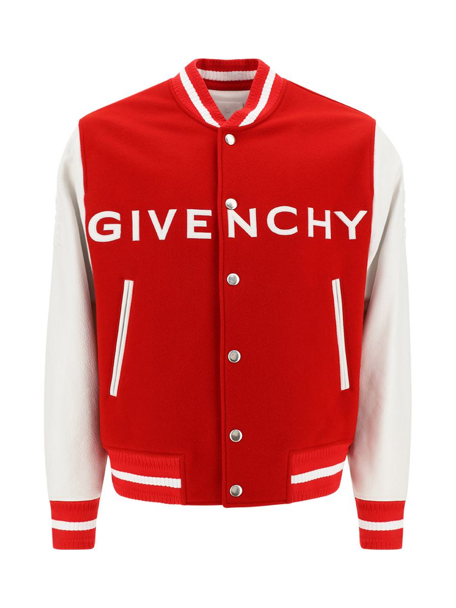 Givenchy Logo Varsity Jacket - White/red | Editorialist