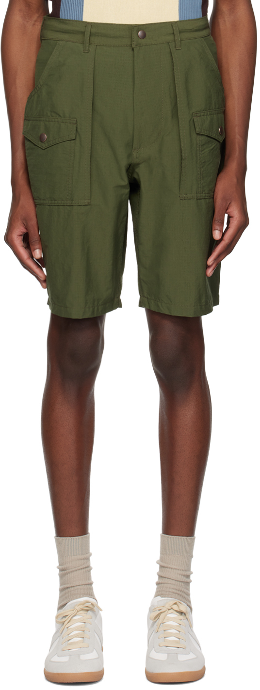 Beams Khaki Drawstring Shorts In Olive67 68% Off Editorialist