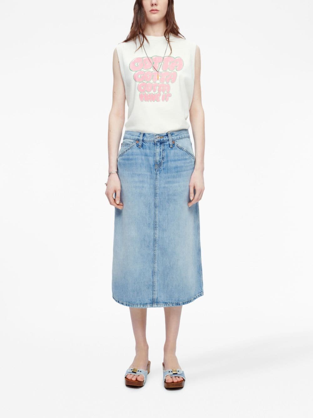 RE/DONE RE/DONE Low Rider Midi Denim Skirt