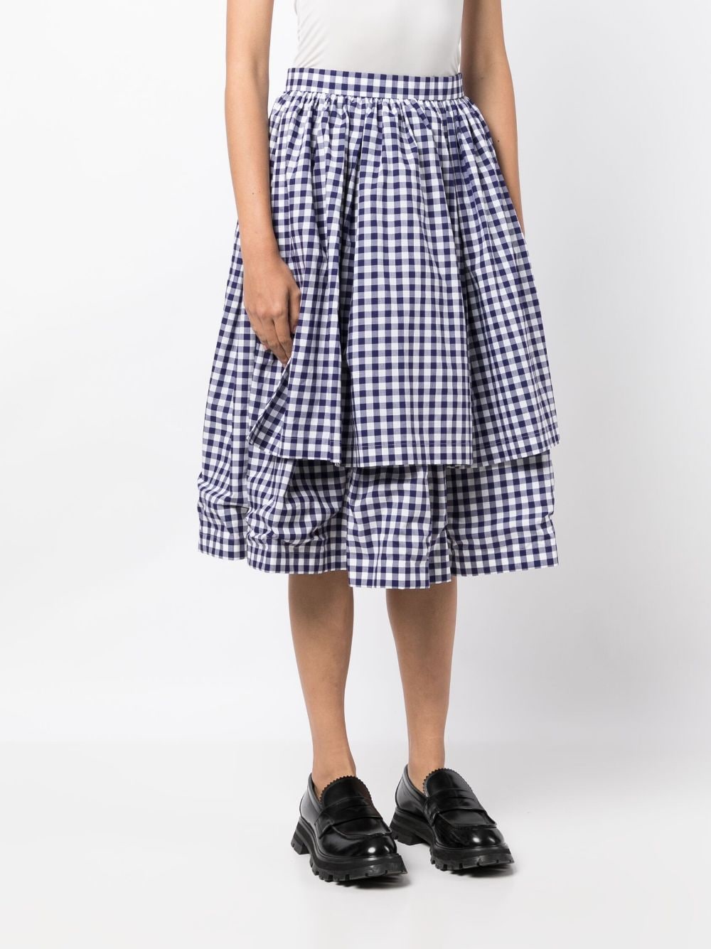 Comme Des GarçOns Gingham Check-Pattern Cotton Skirt In Blue - 10