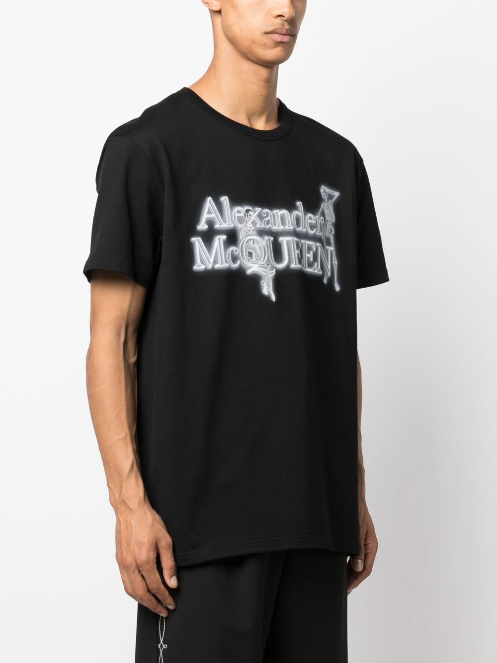 Alexander Mcqueen Logo-Print Cotton T-Shirt In Black | Editorialist