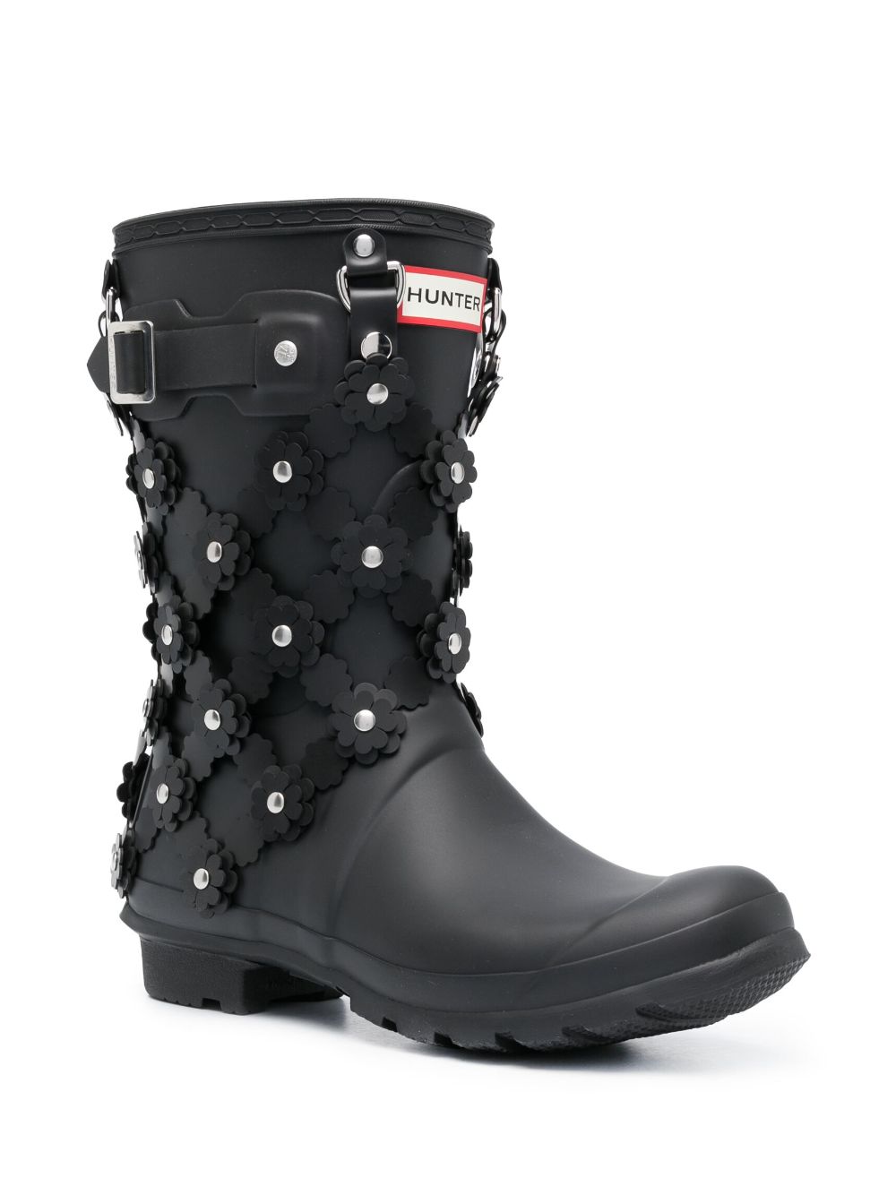 Noir Kei Ninomiya X Hunter Floral-Appliqué Rain Boots In Black