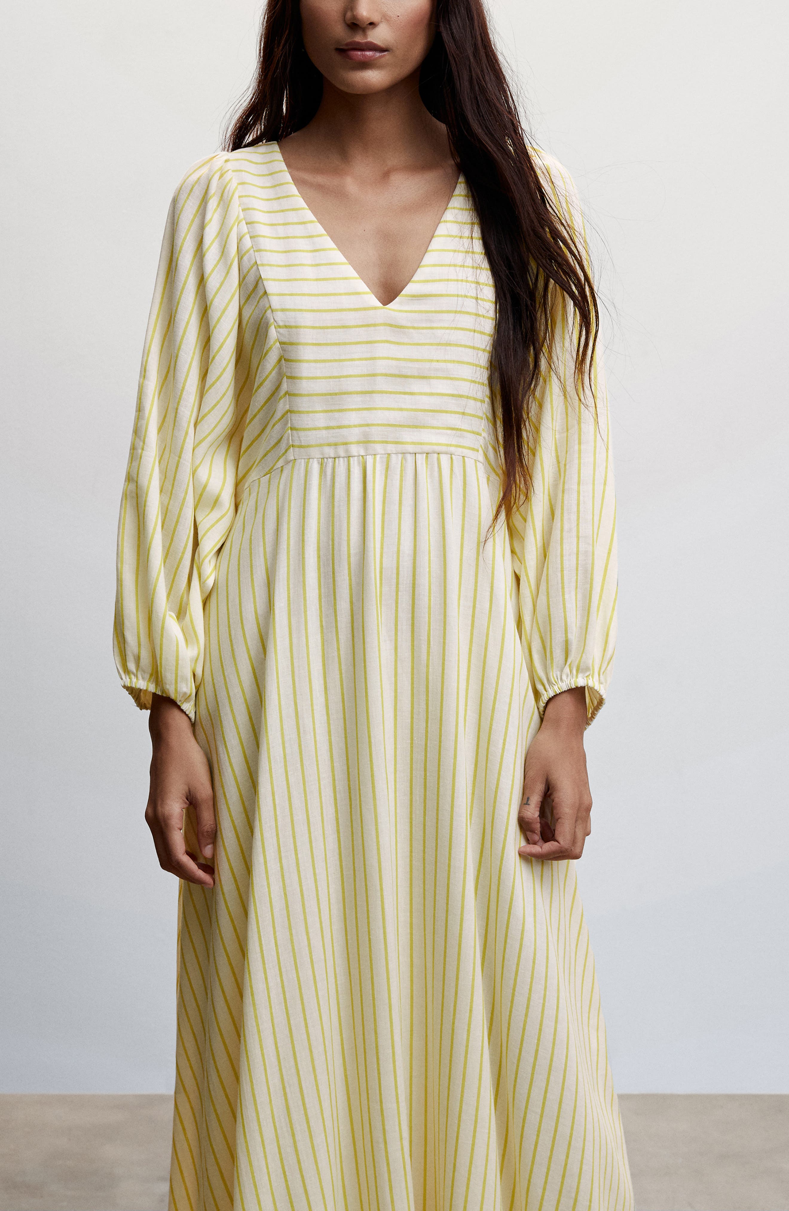 mango green striped dress MANGO Woven Striped Dress