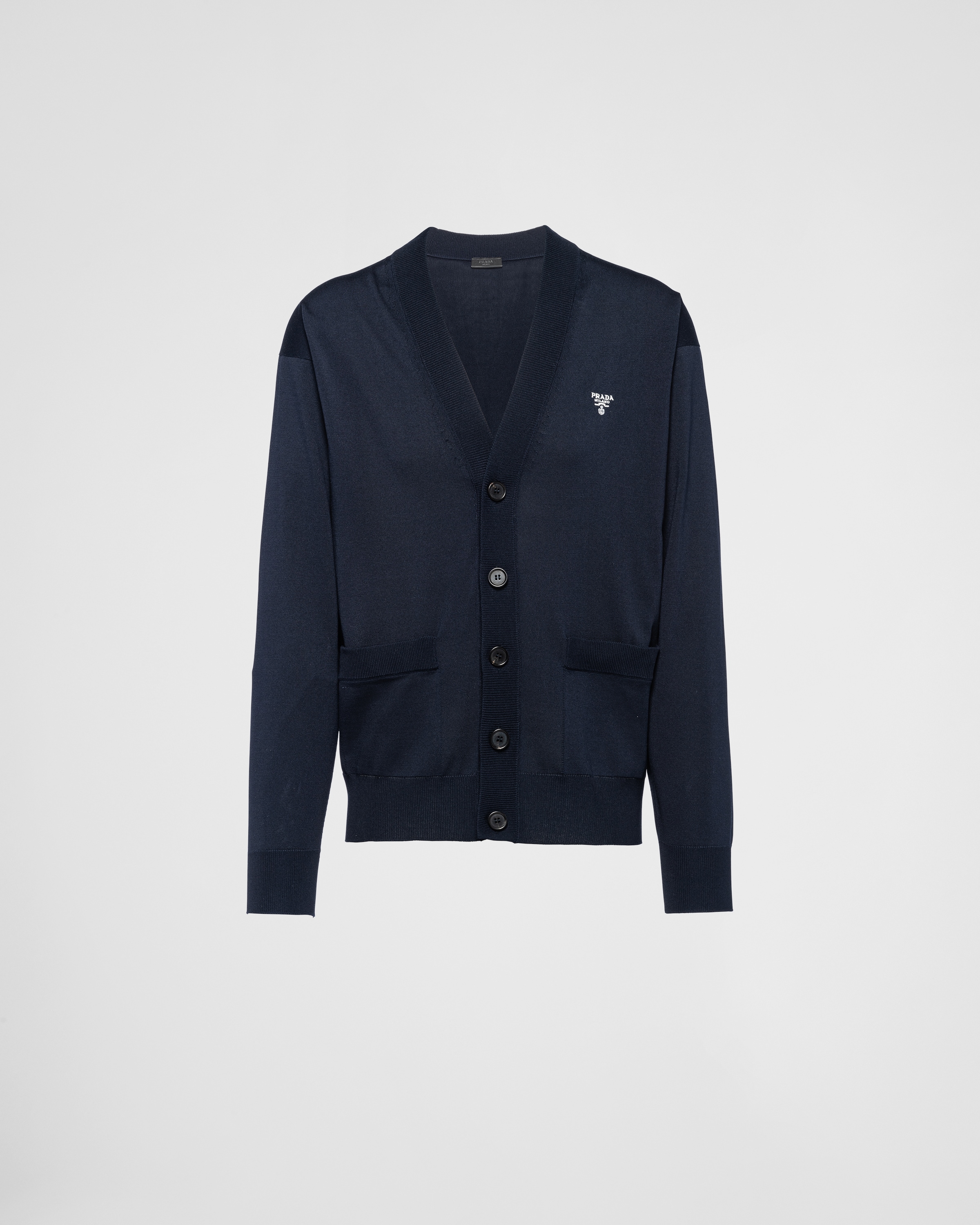 Prada Silk Cardigan - Navy | Editorialist