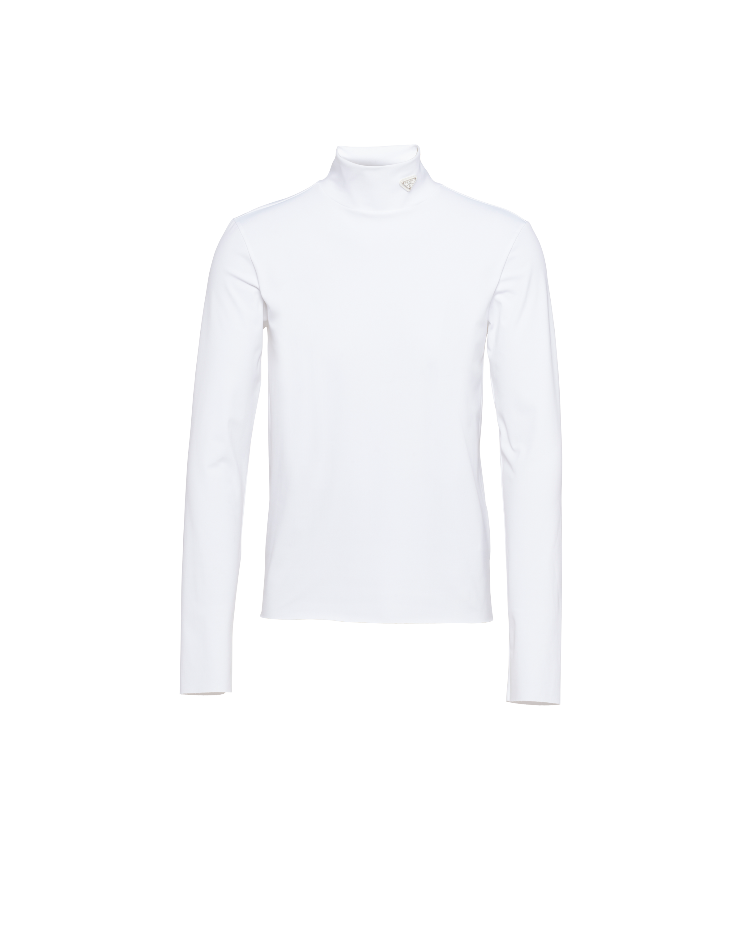 Prada Technical Jersey Mock Turtleneck - White | Editorialist
