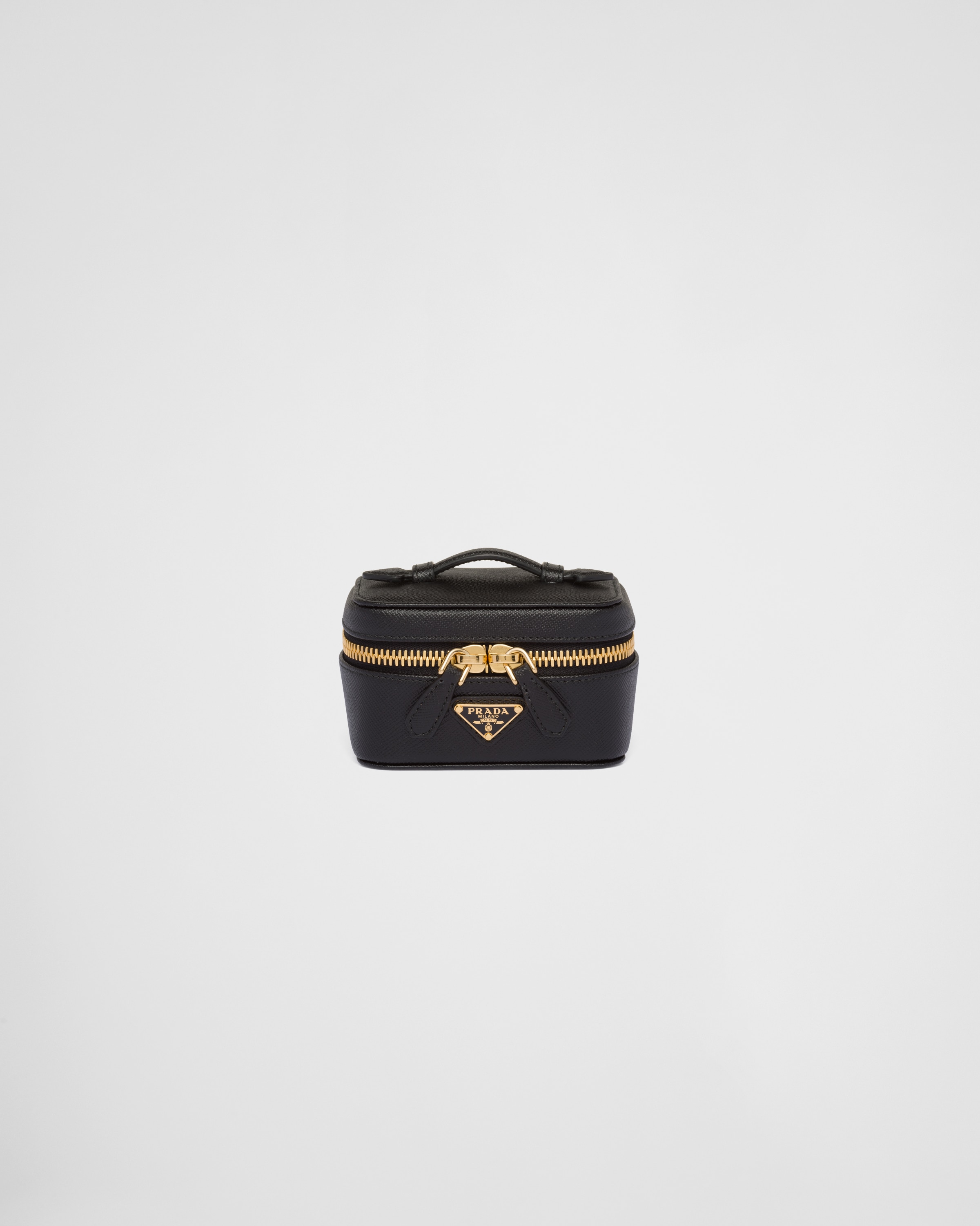 Prada Saffiano Leather Jewelry Beauty Case - Black | Editorialist Prada Saffiano Leather Jewelry Beauty Case - Black | Editorialist