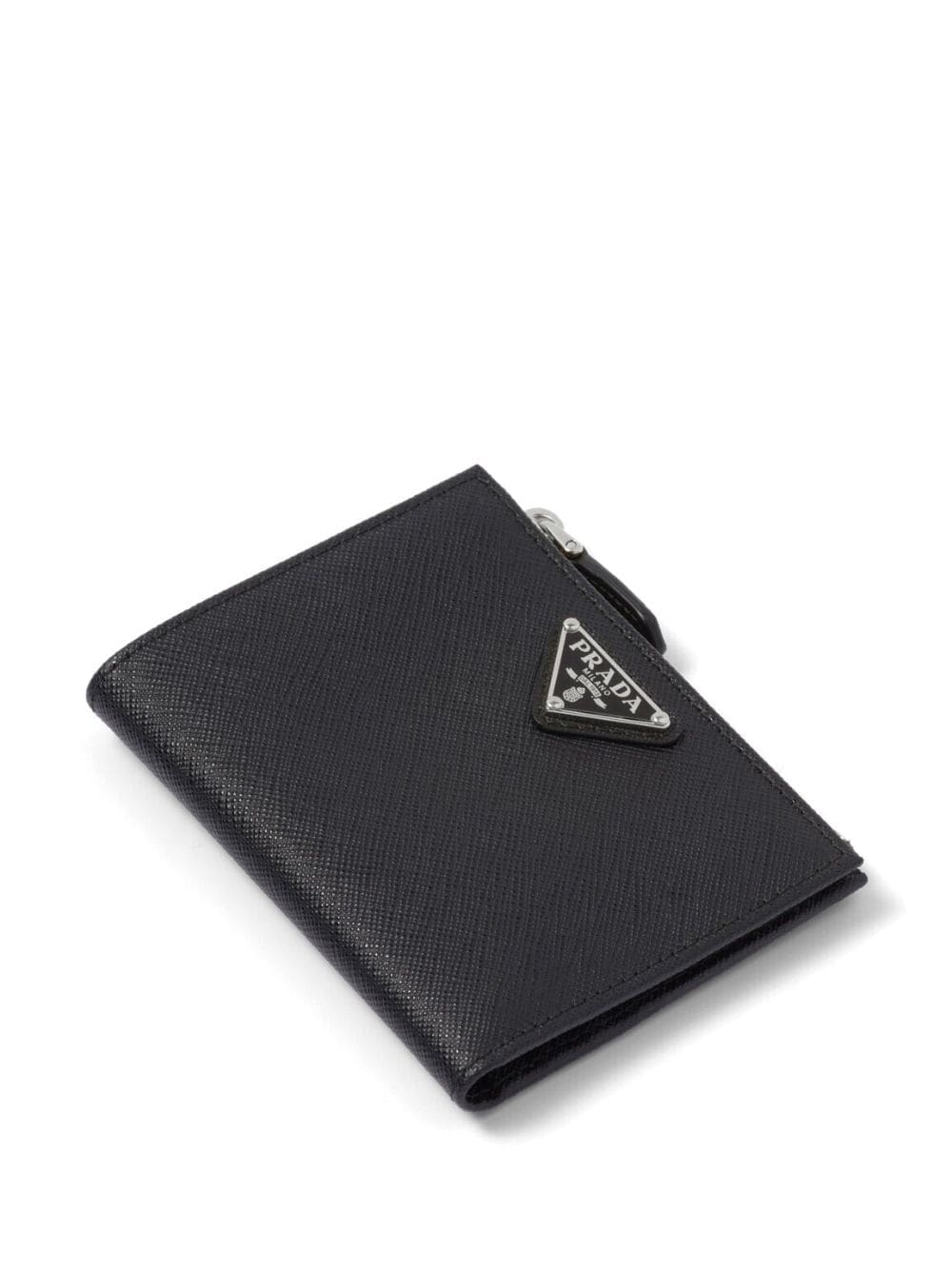 Prada Triangle-Motif Leather Wallet - Black | Editorialist