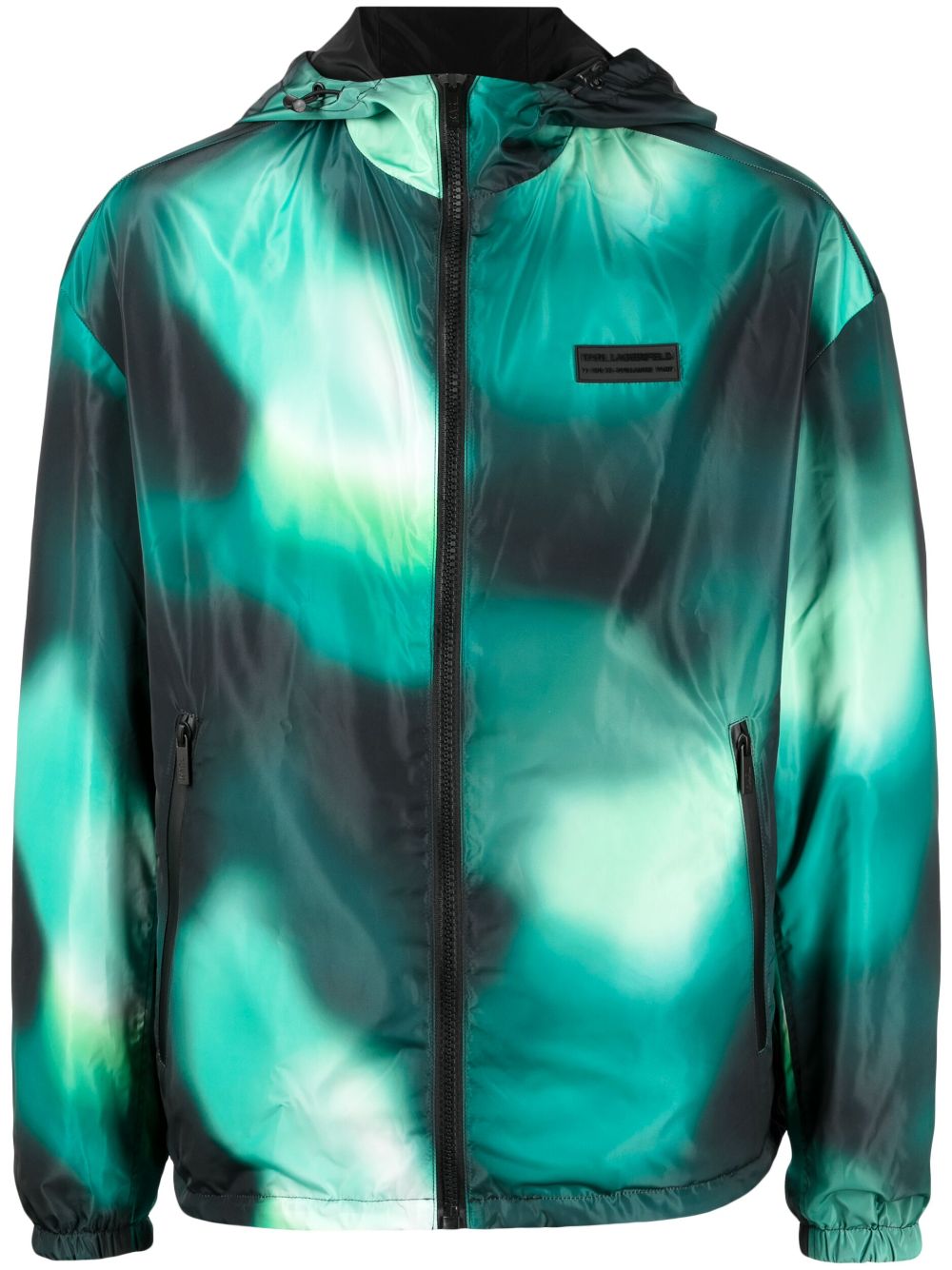 KARL LAGERFELD Karl Lagerfeld Reversible Tie-Dye Windbreaker with Logo Patch