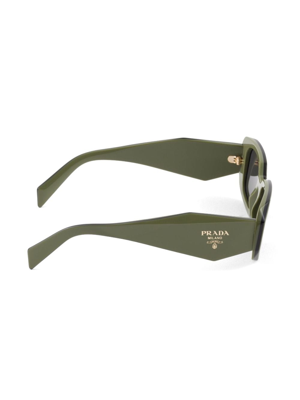 Prada Symbole Rectangle-Frame Sunglasses - Green | Editorialist display picture 3