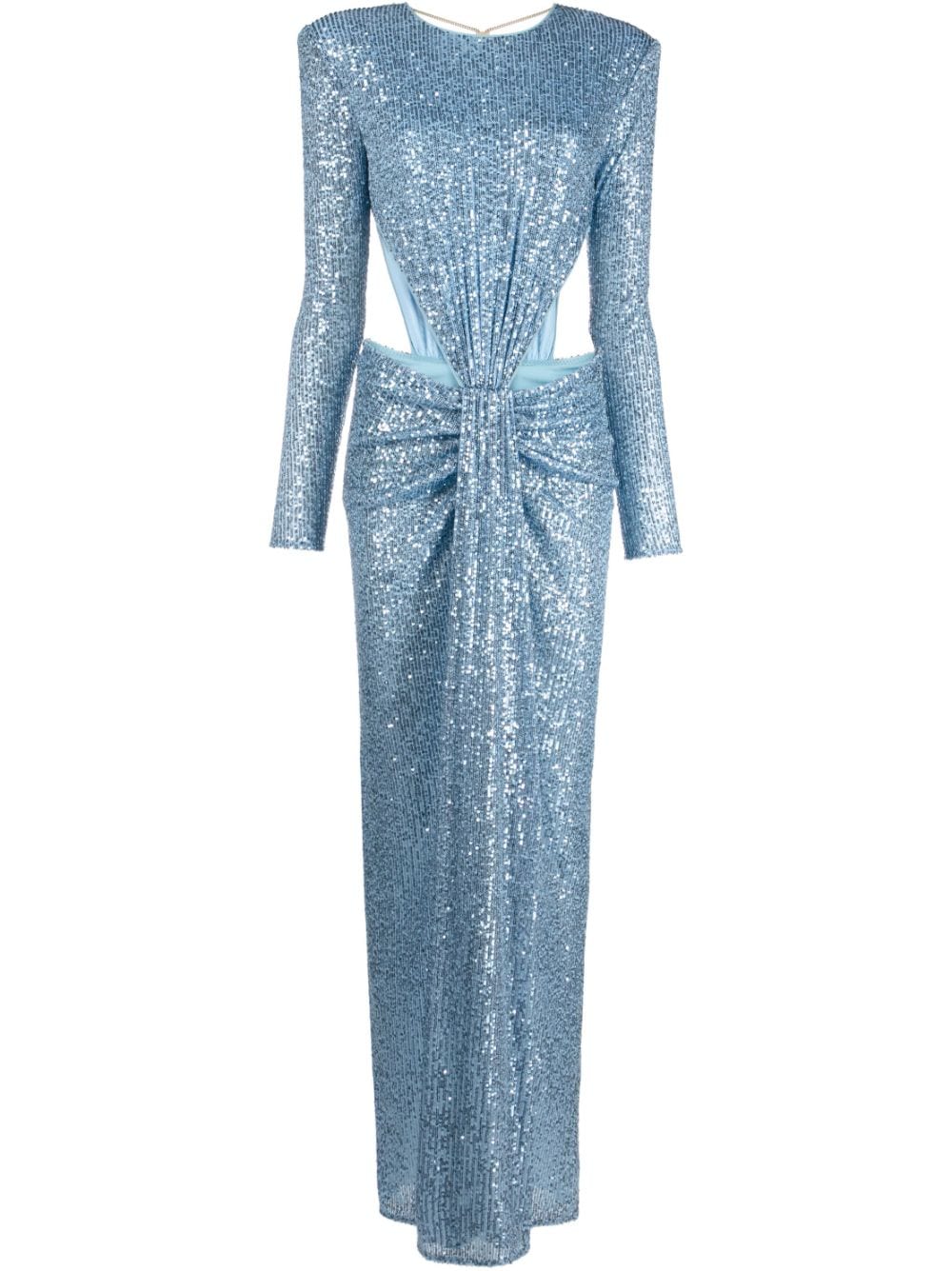 Elisabetta Franchi Cut-Out Sequined Maxi Dress - Blue