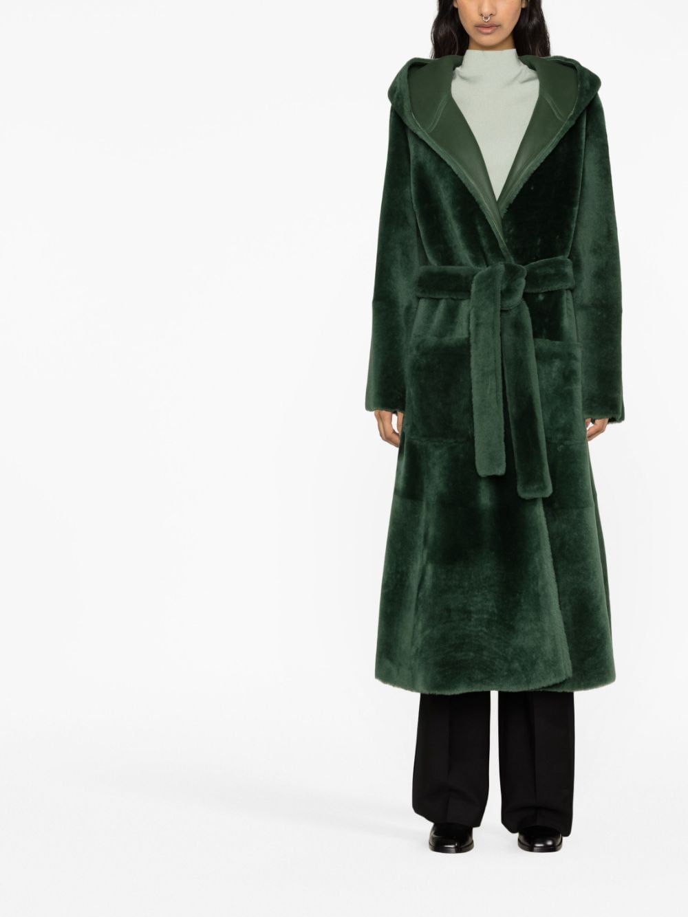 LISKA Liska Reversible Hooded Sheepskin Coat