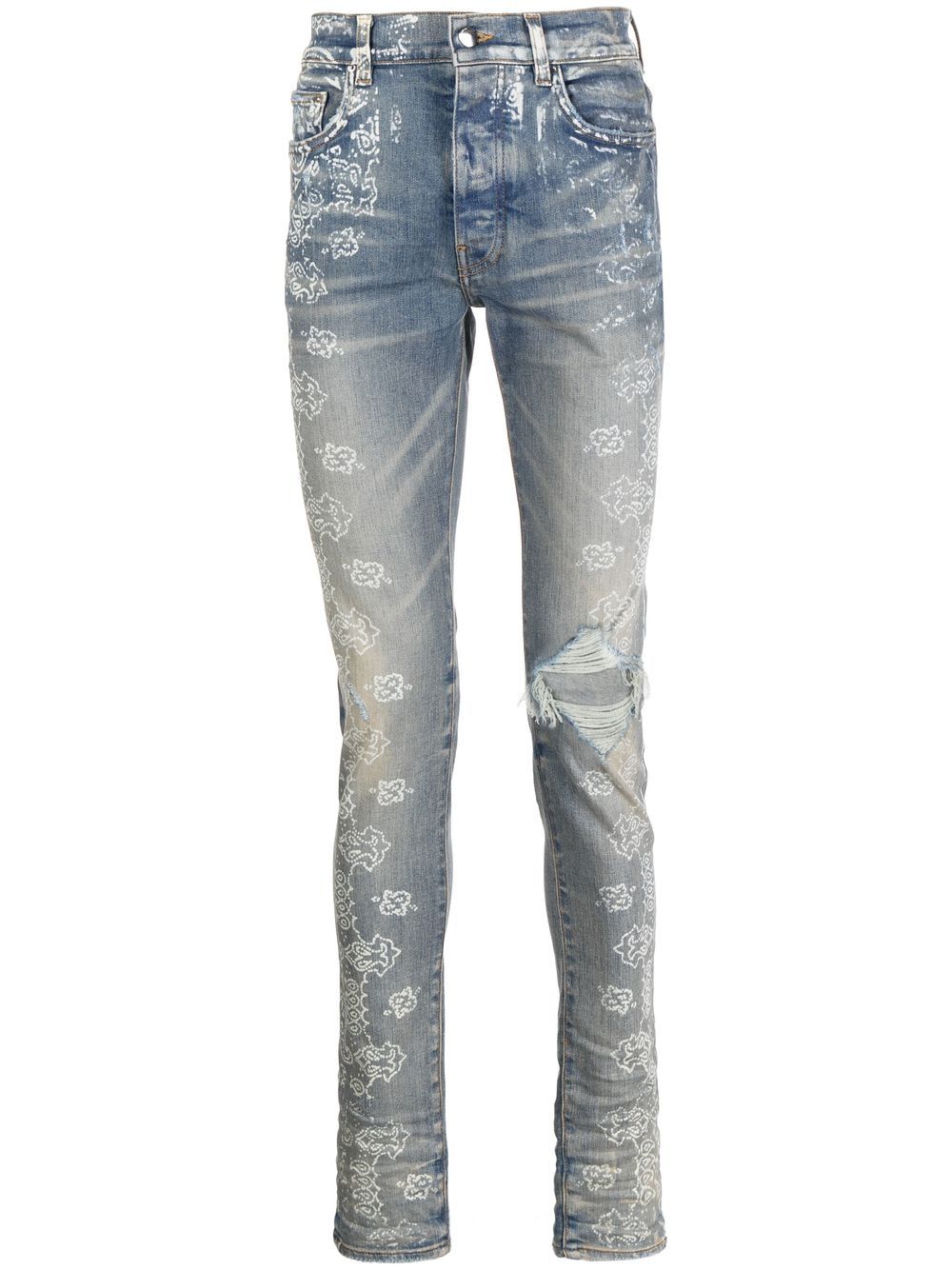 AMERI HAND BLEACH LOOSE DENIM 美品 Buy Amiri Bleach Bandana Jeans - Blue At 20% Off | Editorialist