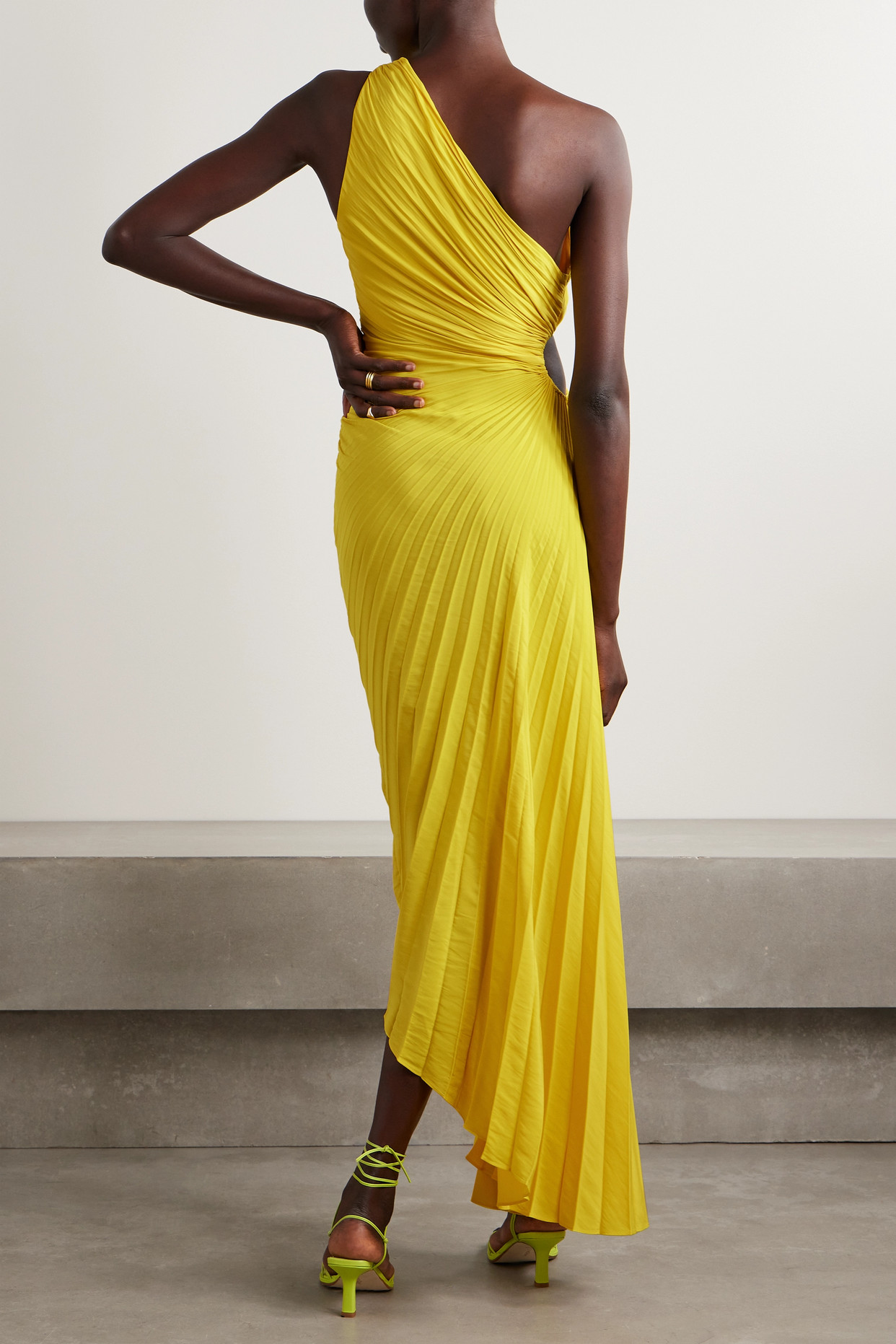 delfina asymmetric side cutout dress A.L.C. Delfina Asymmetric One-Shoulder Dress In Jade - 75% Off