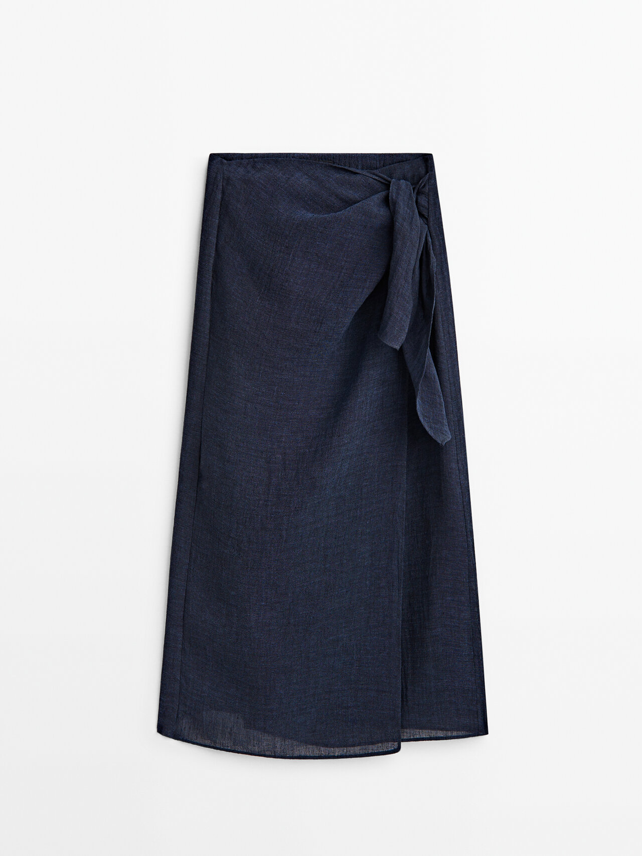 Massimo Dutti Waffle-knit Wrap Midi Skirt - Blue | Editorialist