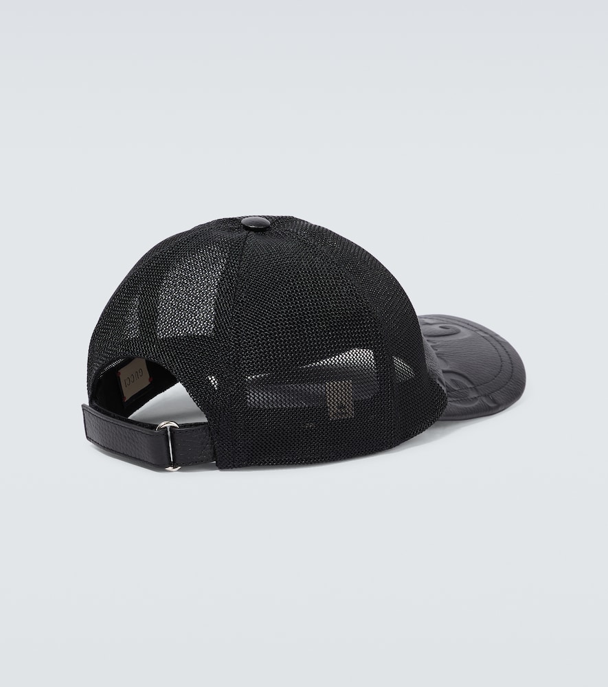 Gucci Jumbo Gg Leather And Mesh Baseball Cap - Black  display picture 1