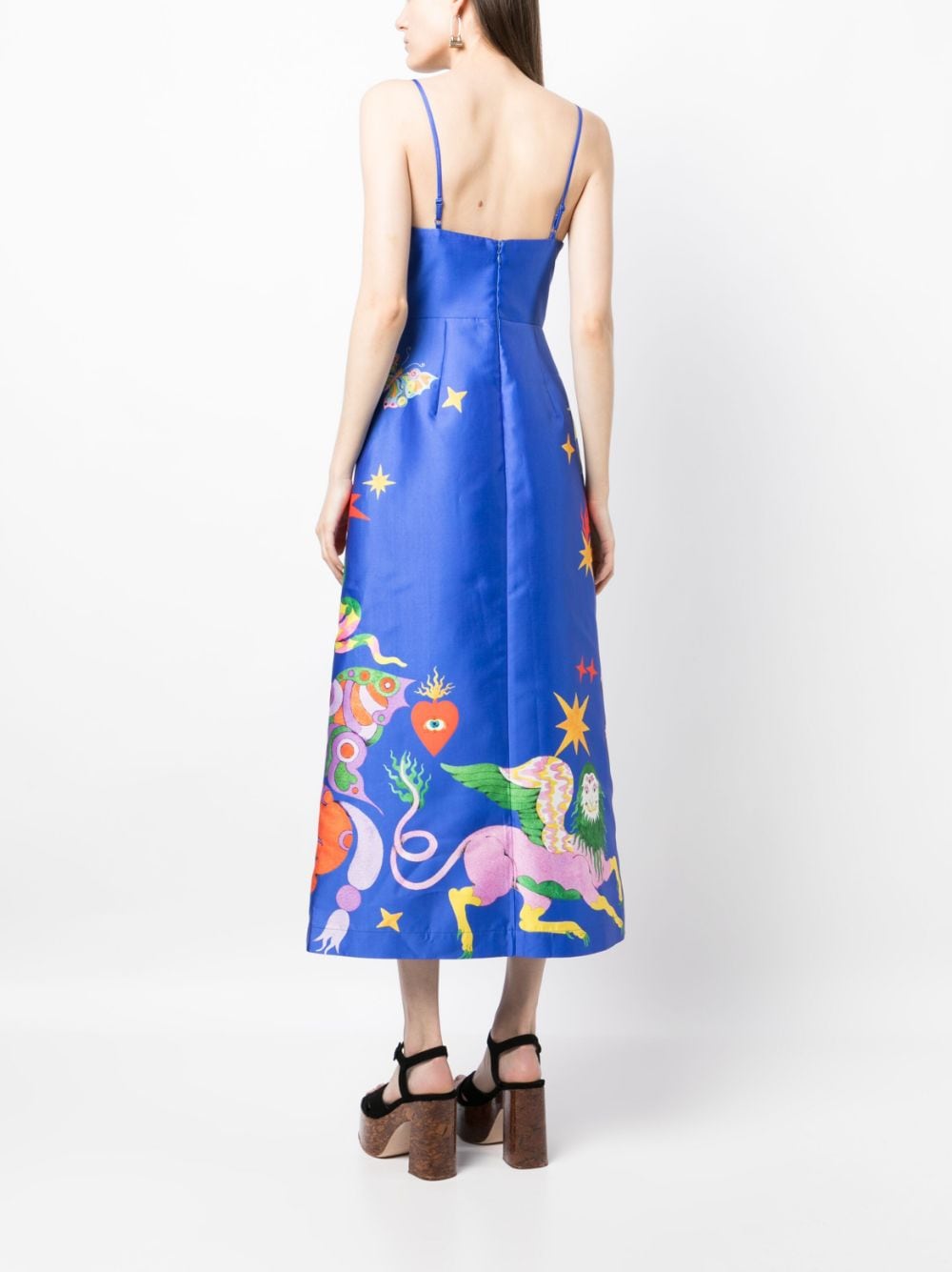 alemais guardian midi dress ALEMAIS Guardian Printed Satin Keyhole Midi Dress