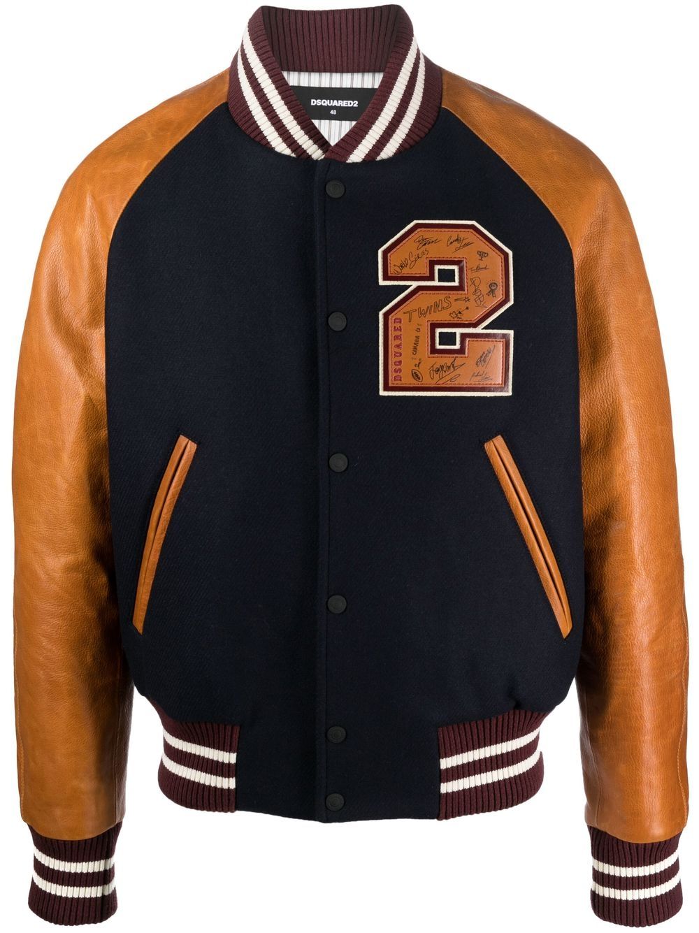 Dsquared2 Wool-Blend Varsity Jacket In Blue - 69% Off | Editorialist