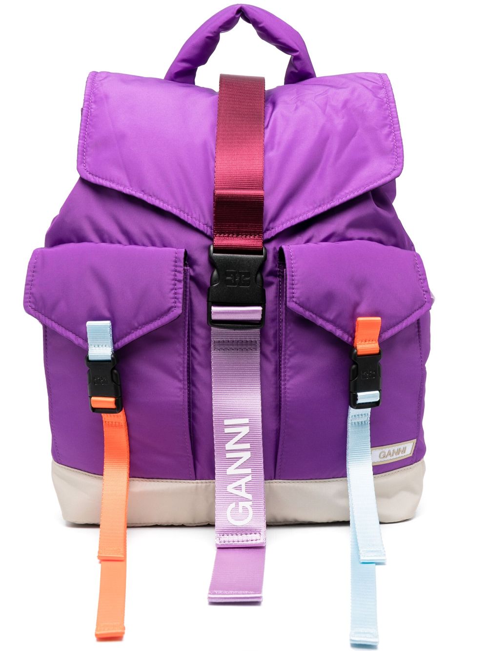 Ganni Tech Multi-Pocket Backpack - Purple | Editorialist