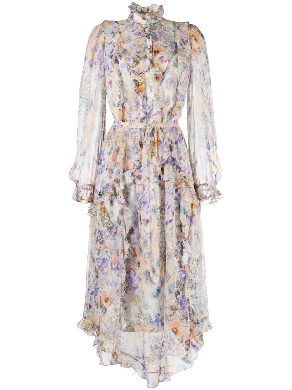 Zimmermann Tama Ruffled Midi Dress In Neutrals - 30% Off | Editorialist