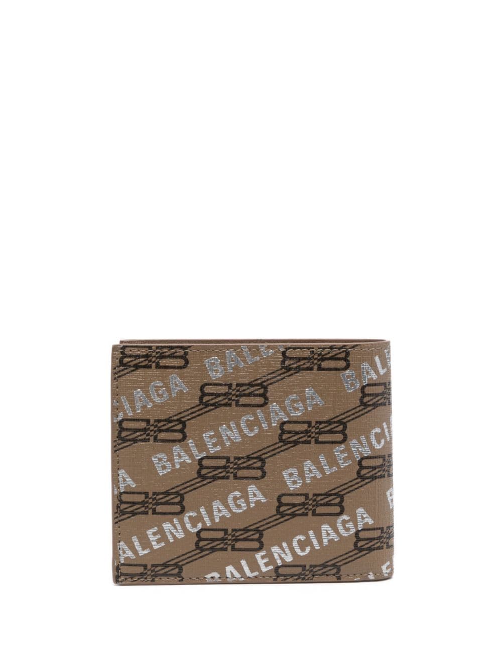 Balenciaga Bb Monogram-Print Folded Wallet In Brown - 30% Off