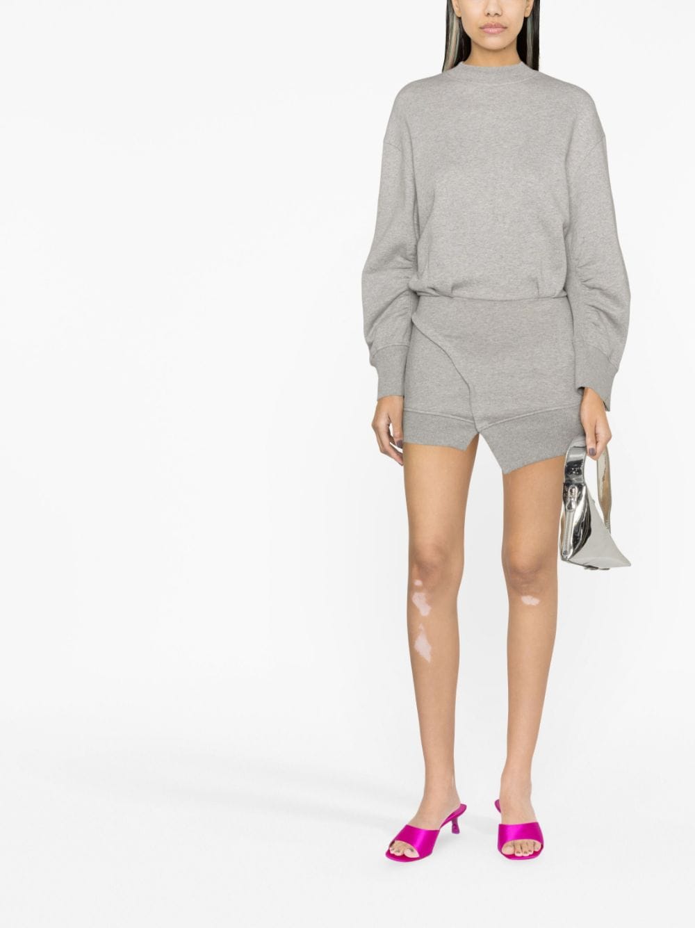 ATTICO Gathered-Sleeve Sweatshirt Mini Dress