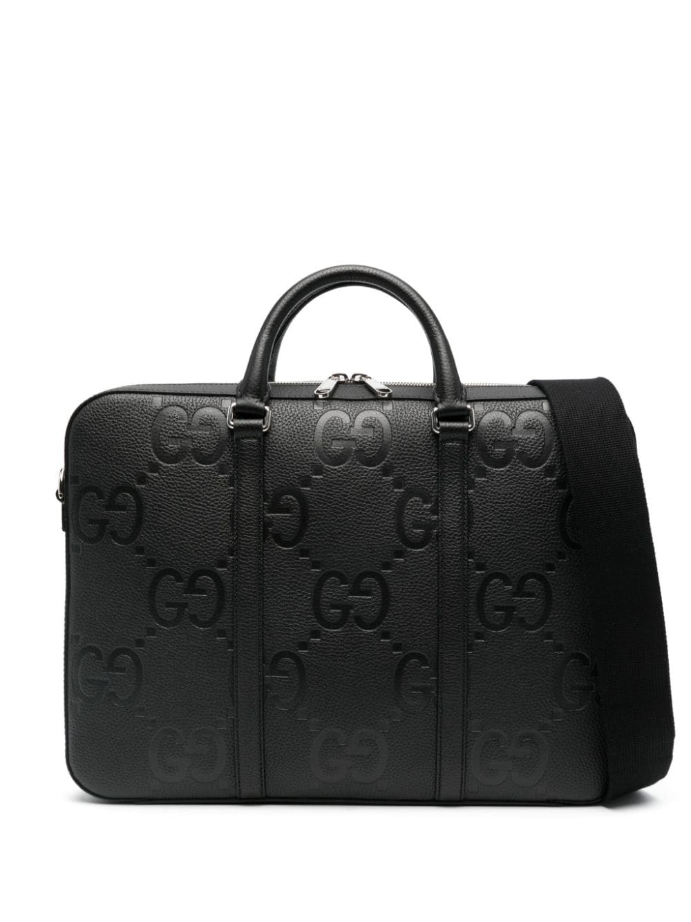 Gucci Jumbo Gg Leather Laptop Bag - Black | Editorialist