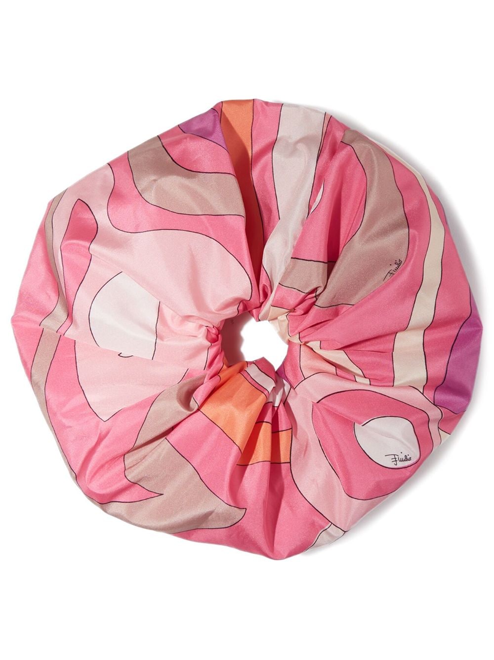 Emilio Pucci Pink, Black & White Patterned Silk Scrunchie Emilio Pucci Patterned Scrunchie In Pink - 20% Off  main image 4