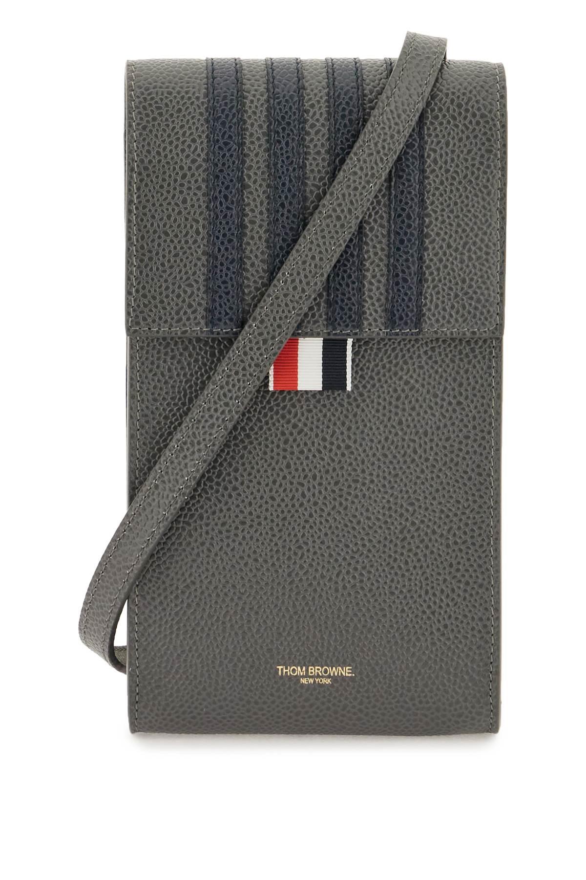 Thom Browne Leather Crossbody Phone Holder In Grey - 35% Off 