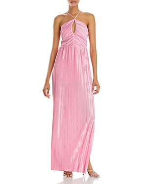 strapless open back dress Riley White Pleated Halterneck maxi-Dress