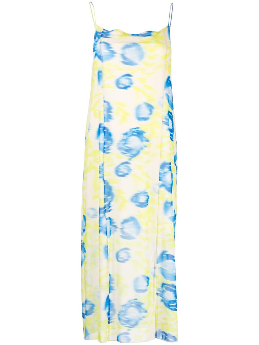 GANNI GANNI Printed Mesh Slip Midi Dress