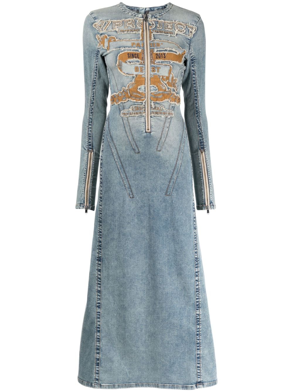 white christmas dresses Women's Denim Western Dress with Floral Embroidery – Rockmount main image 0