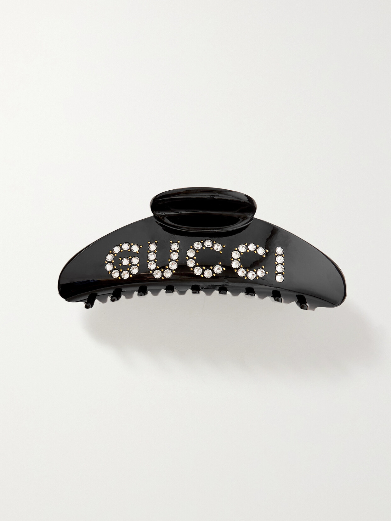 NEW GUCCI Crystal-Embellished Hair Clip G Square G 100% Authentic Gucci Crystal-Embellished Hair Clip - Black | Editorialist main image 4
