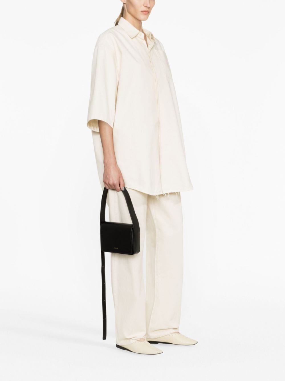 JIL SANDER Leather Crossbody Bag with Logo Lettering
