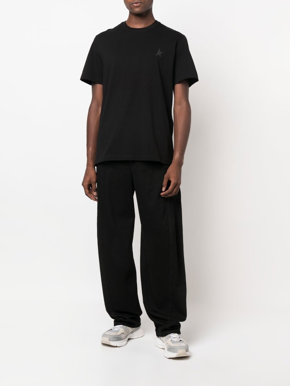 GOLDEN GOOSE white star collection t-shirt with black star on the front