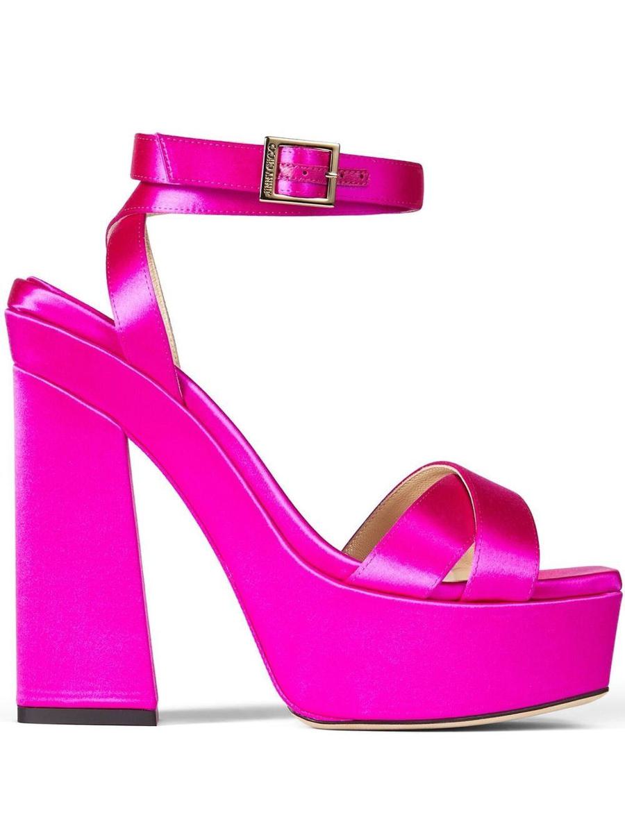 Buy JIMMY CHOO Gaia 140 Satin Platform Sandals - Fuchsia At 25% Off ...