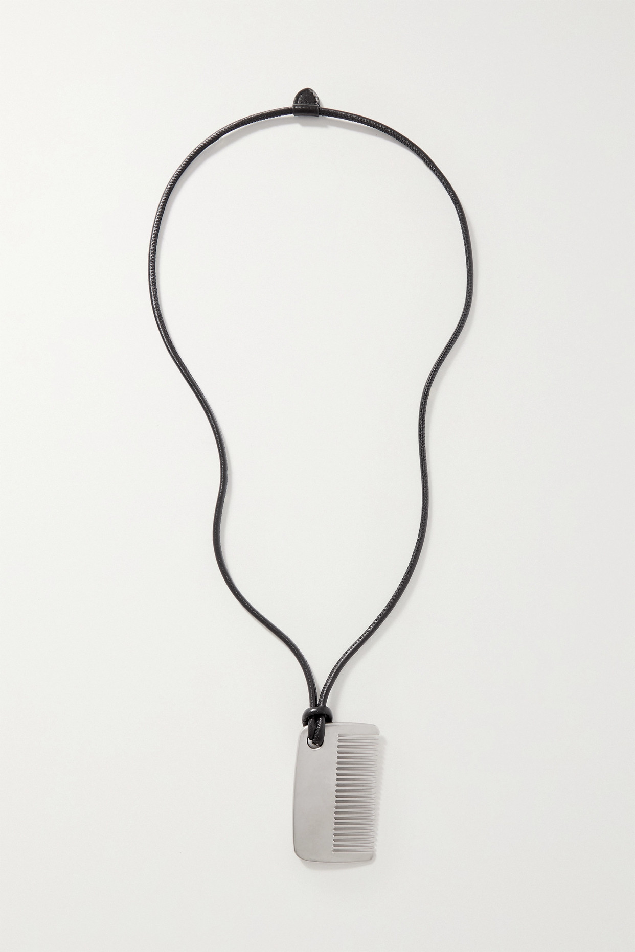 アクセサリー THE ROW NECKLACE The Row Comb Silver-Tone And Leather Necklace - Black | Editorialist