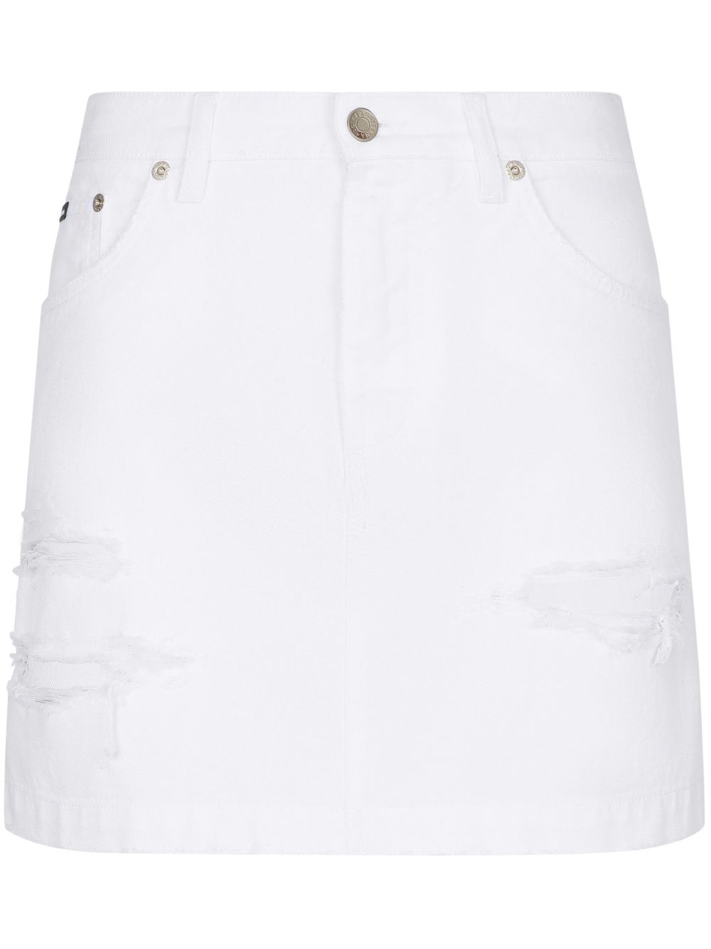 DOLCE & GABBANA Distressed Denim Mini Skirt