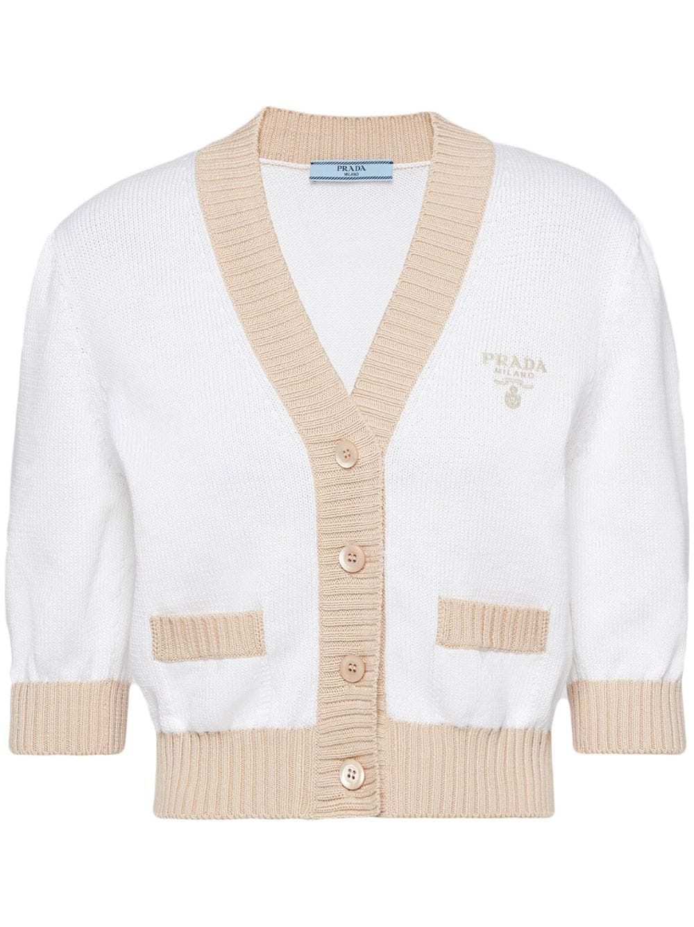 Prada Cropped Cotton Cardigan - White | Editorialist