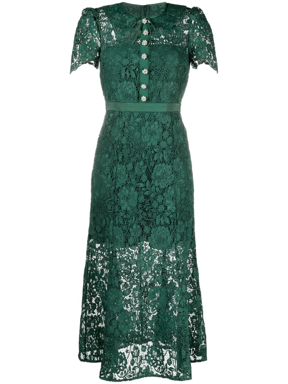 knee length dresses for ladies Self-Portrait One Shoulder Guipure-lace Midi Dress – Runway Catalog main image 1
