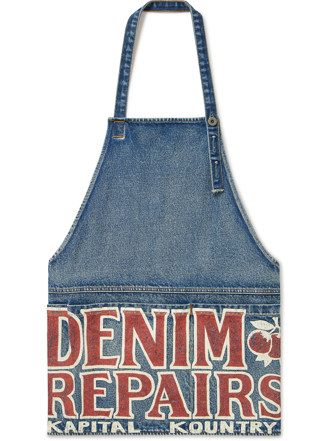Kapital Logo-Print Denim Apron - Blue | Editorialist