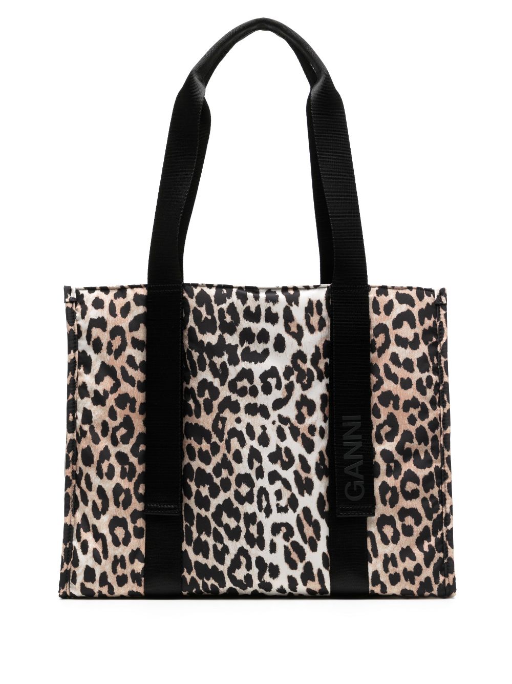GANNI Medium Leopard Tech Tote Bag - Brown | Editorialist