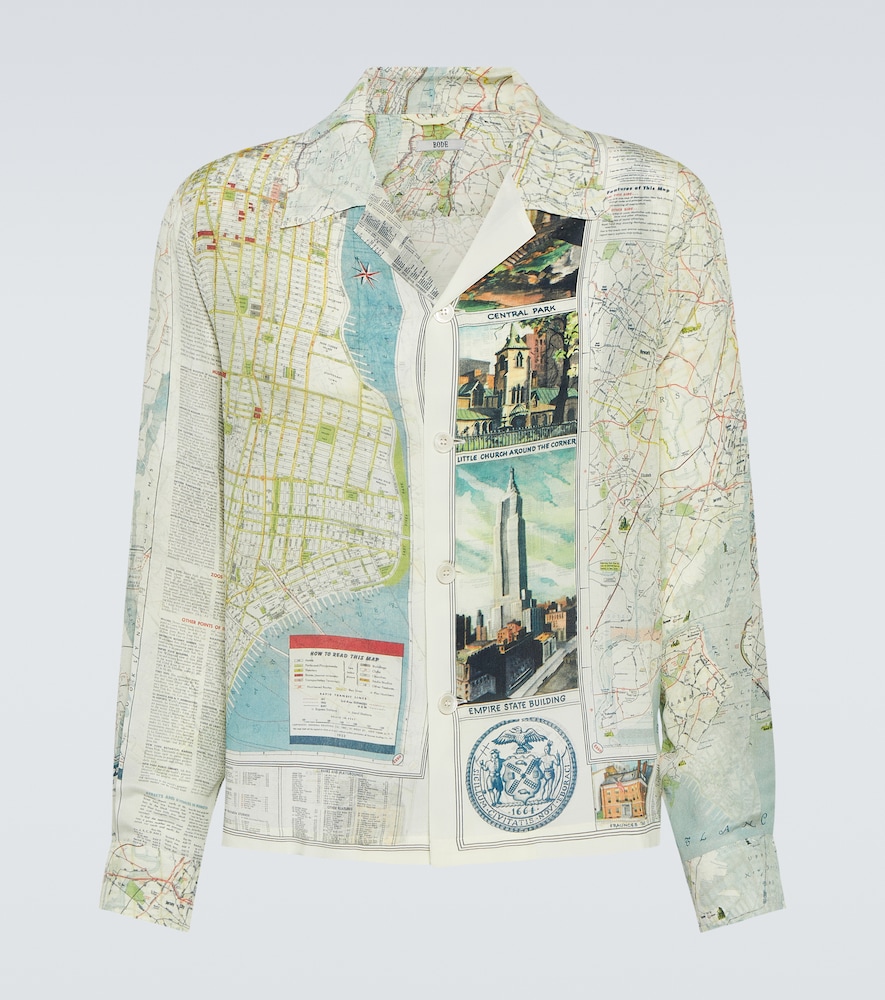 BODE New York City Map Silk Shirt - Multicoloured | Editorialist