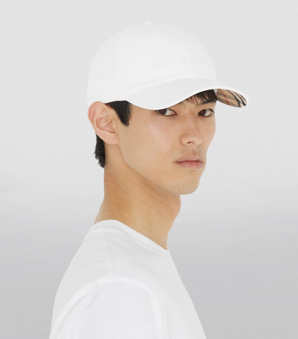 Burberry Cotton Logo-Embroidered Baseball Cap - White | Editorialist