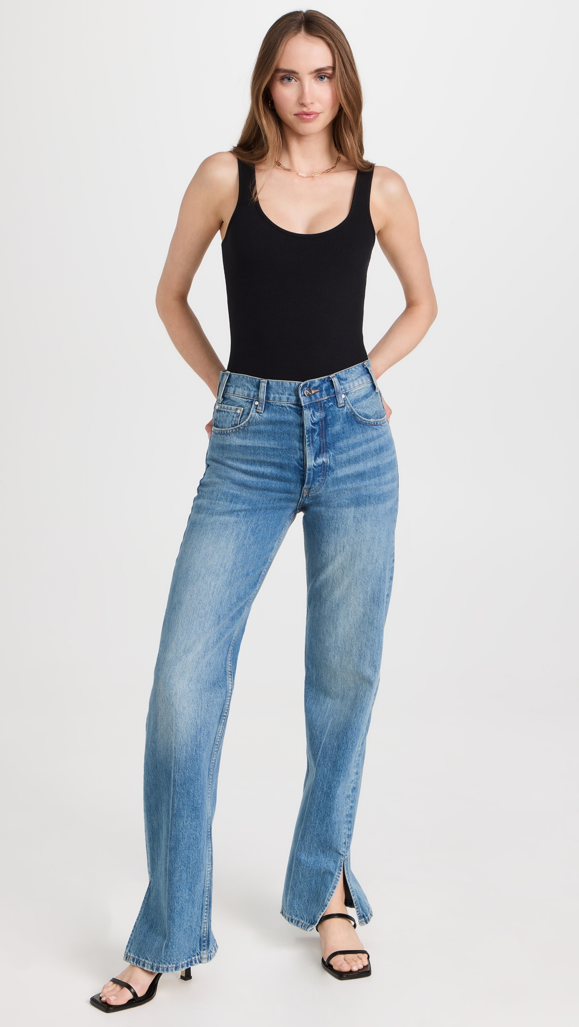 L'AGENCE L'AGENCE Nica Scoop Neck Ribbed Thong Bodysuit