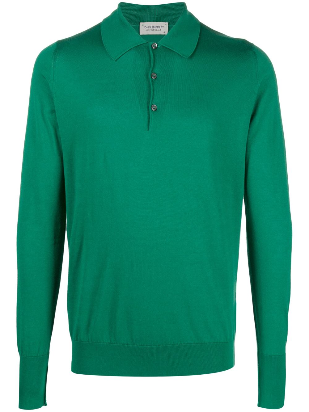 John Smedley Finchley Long-Sleeved Polo Shirt In Green - 39% Off