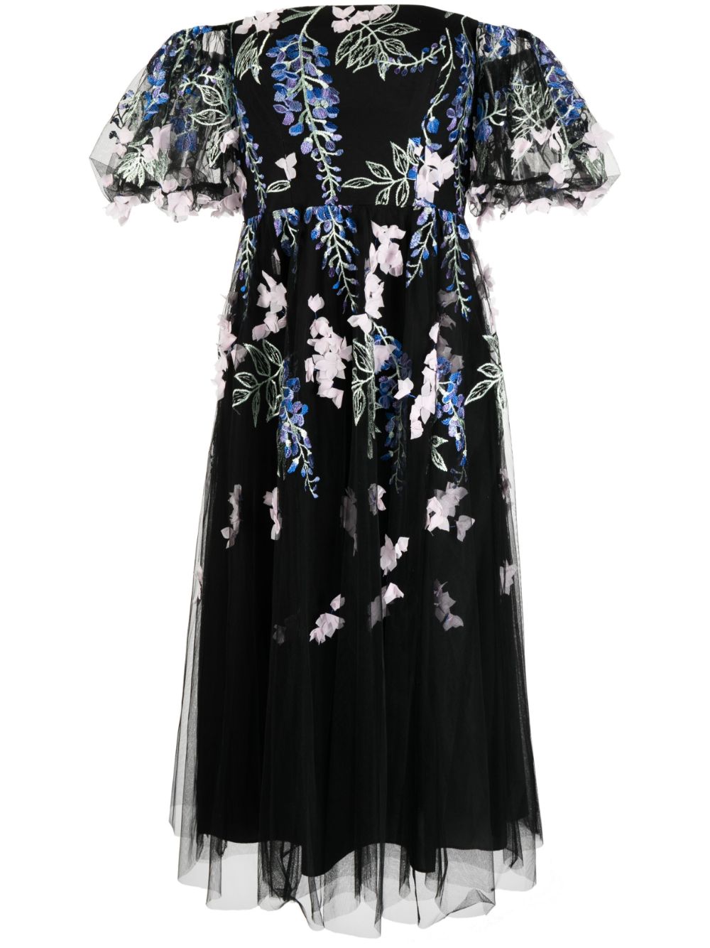 marchesa notte floral embroidered midi dress Marchesa Notte Cocktail Dress